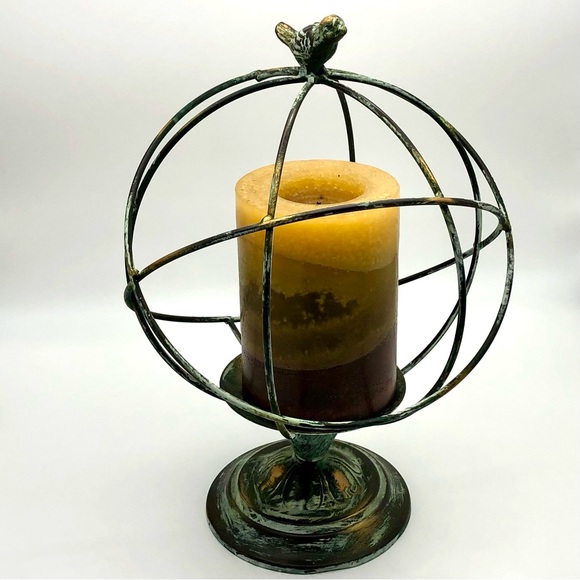 Vintage | Accents | Vintage Metal Candle Holder Bird Finial Abstract ...